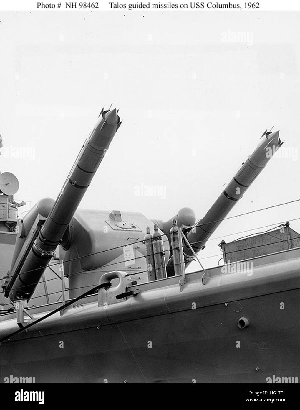 USS Columbus, a guided missile cruiser, is equipped with Talos surface ...