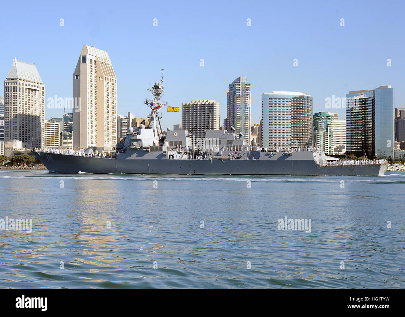 The guided-missile destroyer USS Spruance (DDG 111) departs Naval Base ...