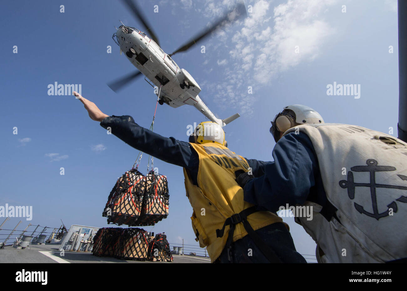 RED SEA (Oct. 26, 2013) Boatswain’s Mate Seaman Alexander Mohney, left ...