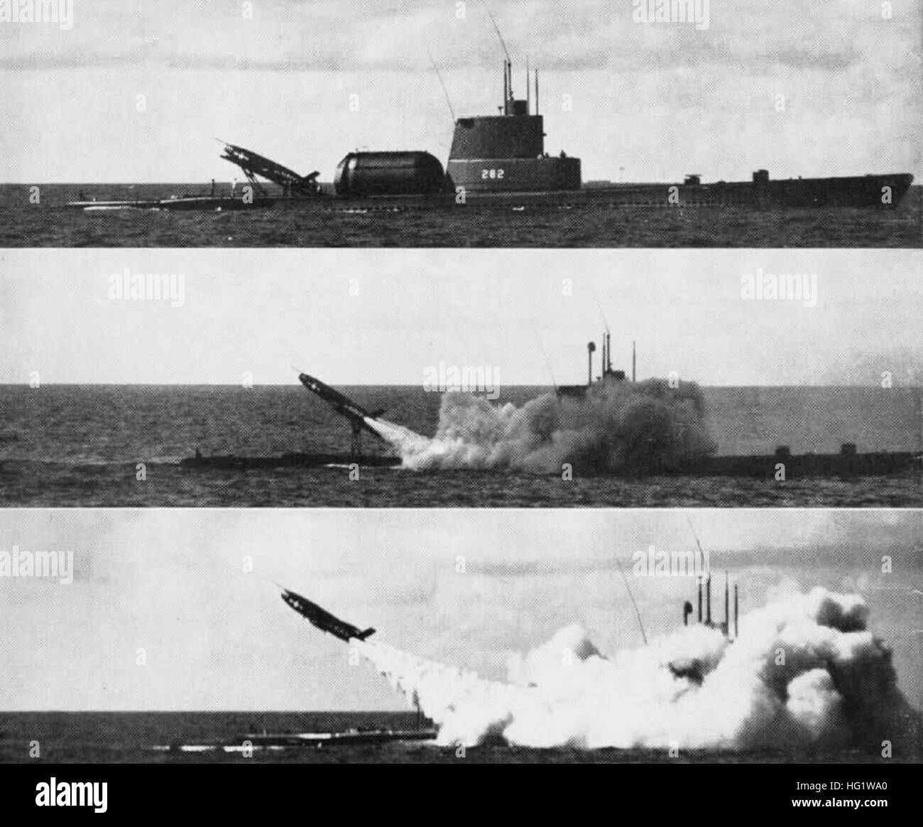 USS Tunny (SSG-282) Regulus launching sequence c1956 Stock Photo - Alamy