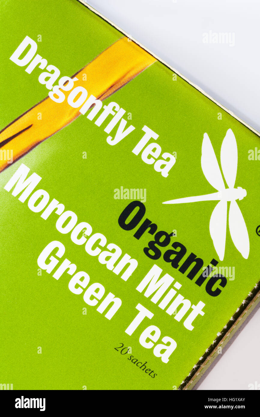 Dragonfly Tea Organic Moroccan Mint Green Tea - box of 20 sachets Stock ...