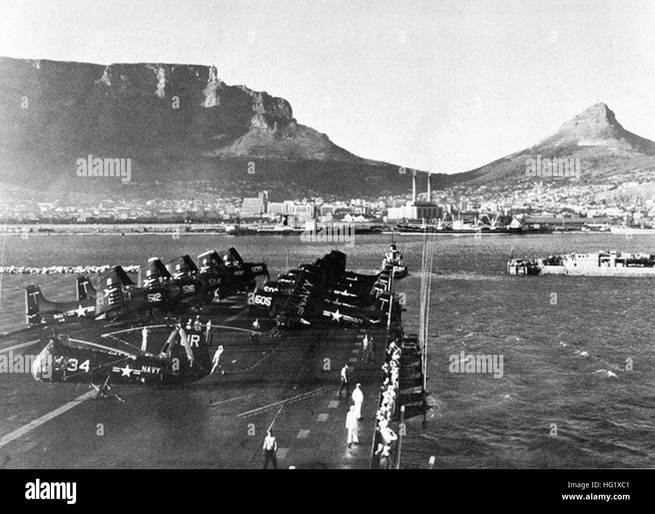 USS Midway (CVA-41) at Cape Town in 1955 Stock Photo - Alamy