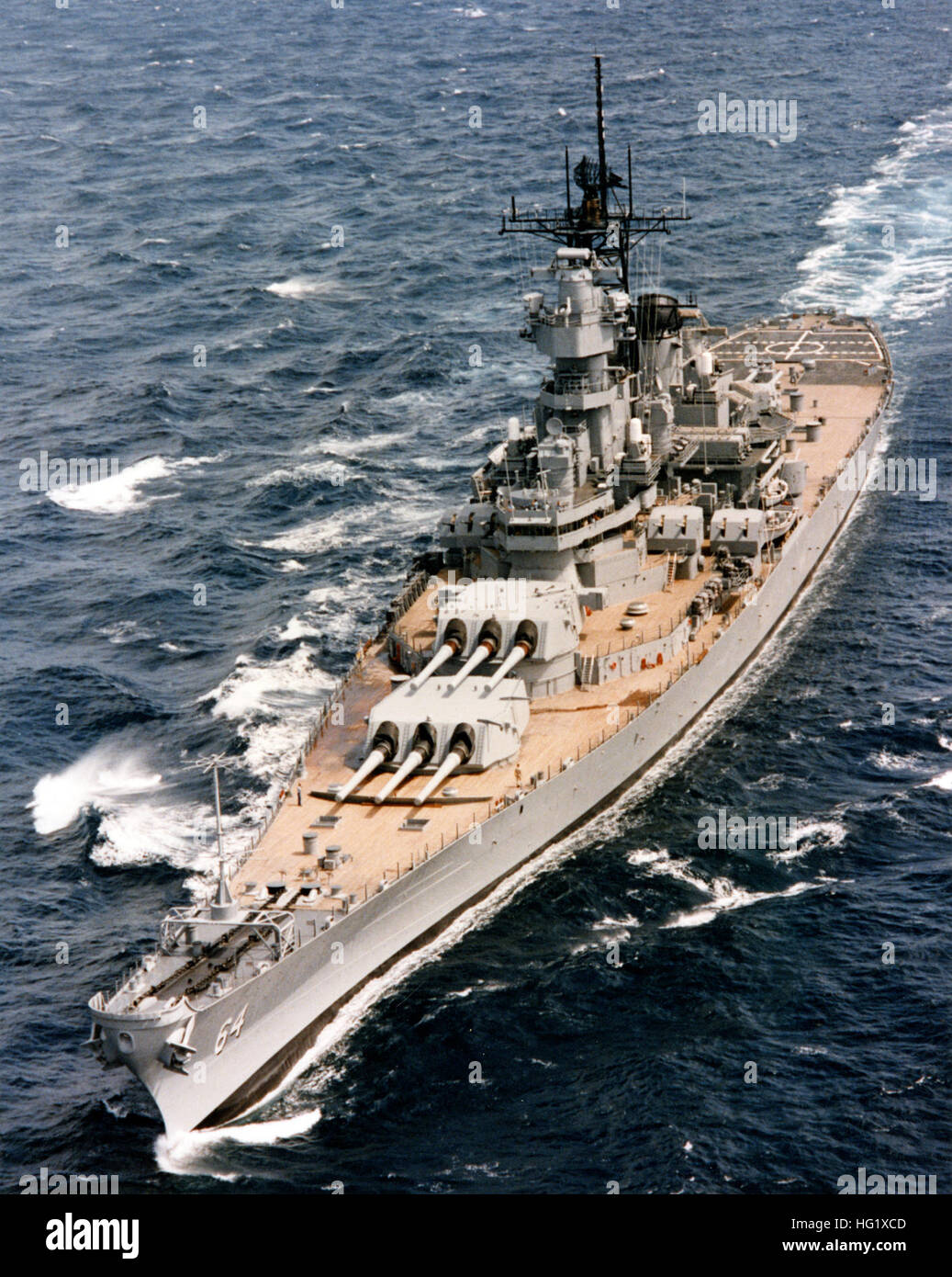 USS Wisconsin (BB-64) Underway at sea, circa 1988-91. Official U.S ...