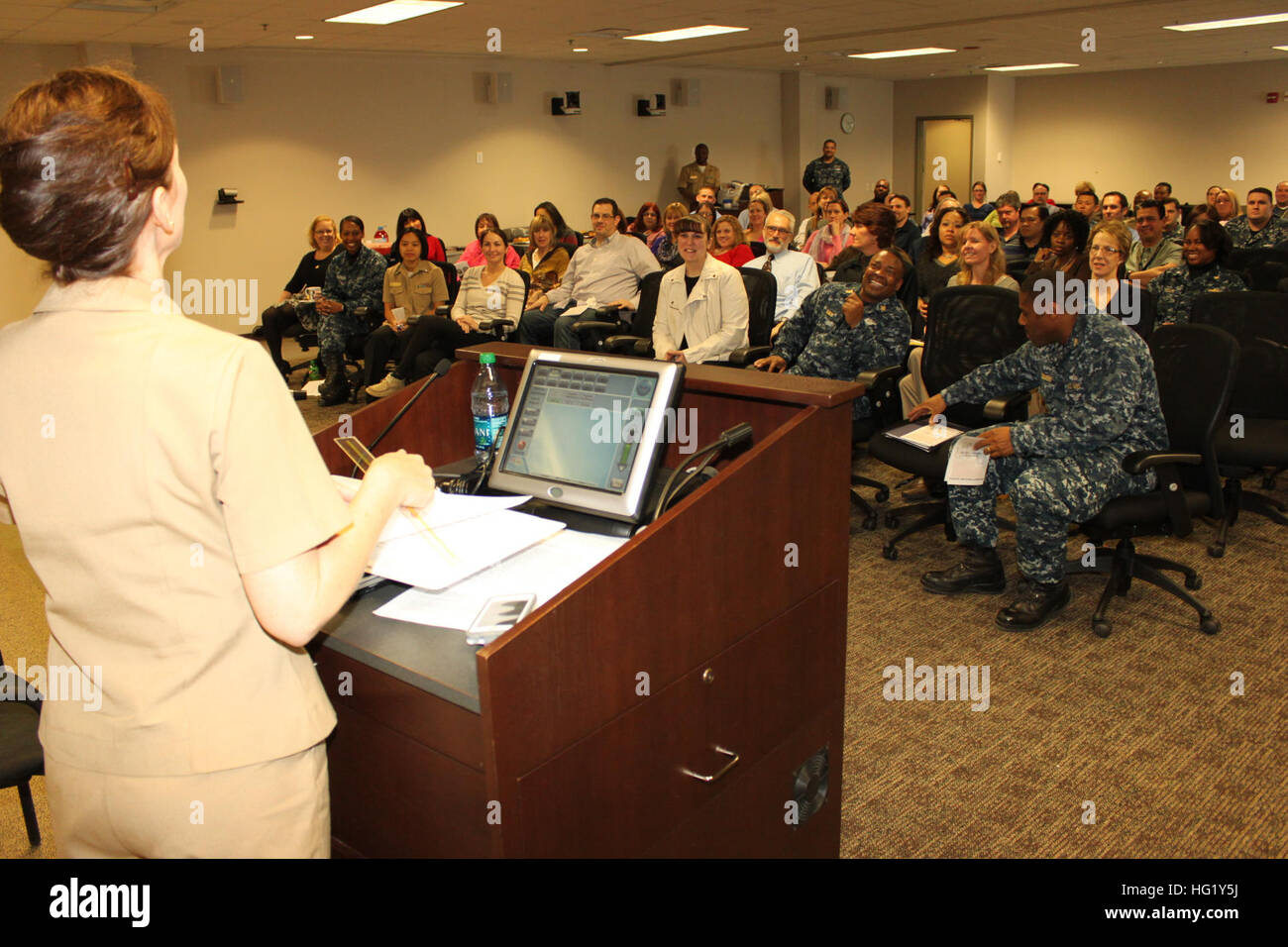 Capt. Mary S. Seymour addresses her command during the 2014 Women's ...