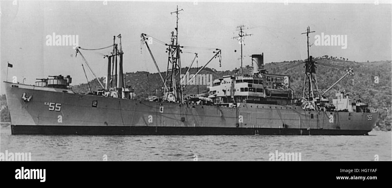 USS Alshain (AKA-55) at anchor in 1950 Stock Photo - Alamy