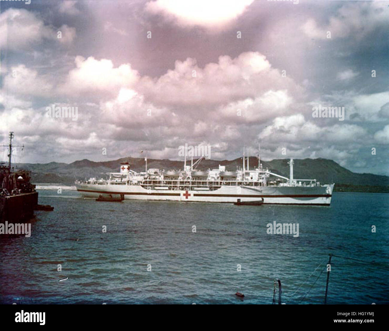 USS Tranquillity (AH-14) at Guam in August 1945 Stock Photo - Alamy