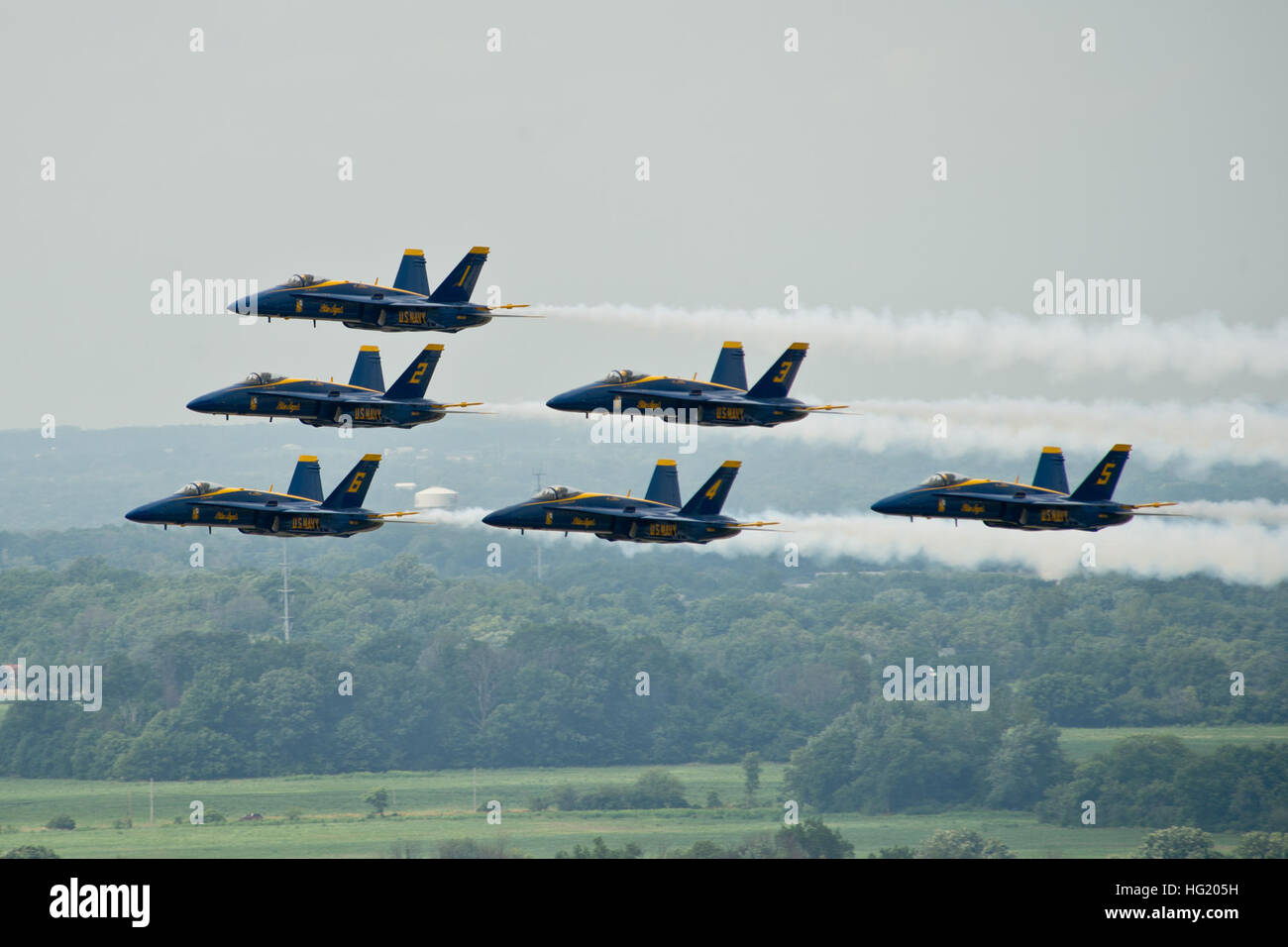 The U.S. Navy Flight Demonstration Squadron, the Blue Angels, flies in ...