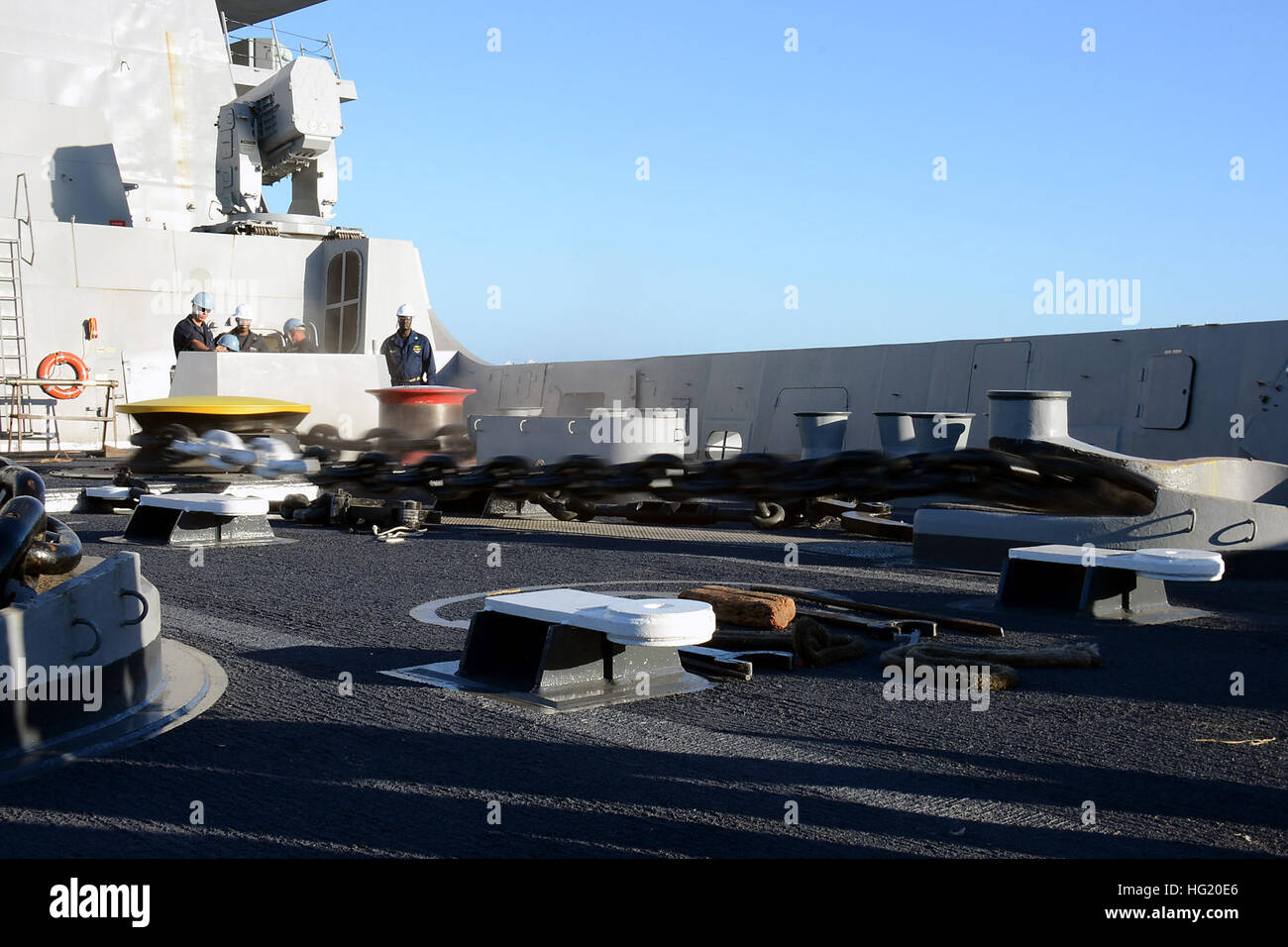 Sailors aboard amphibious transport dock ship USS Green Bay (LPD 20 ...