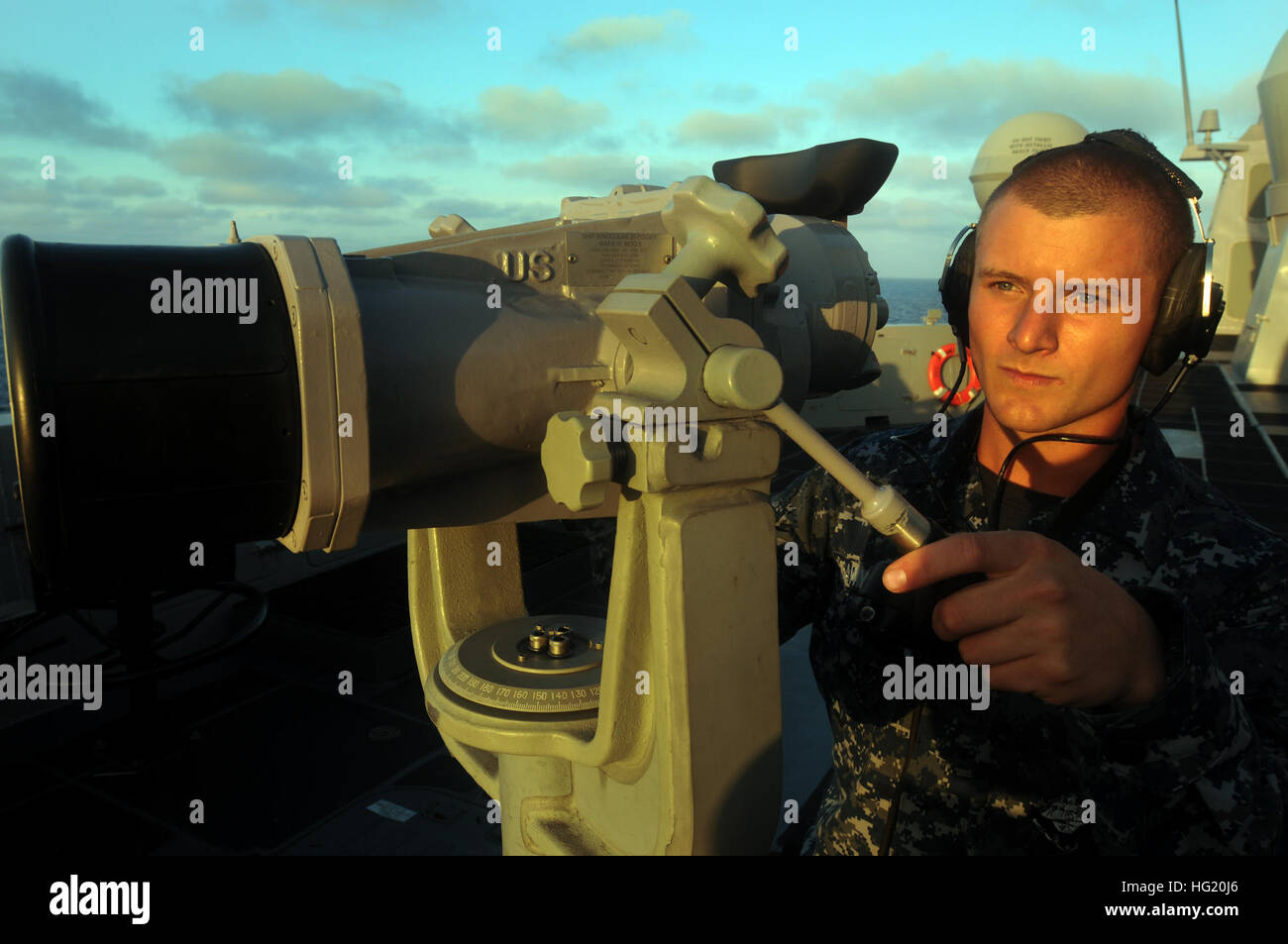 Seaman Brandon Sawyer, from Portsmouth, N.H., stands the lookout watch ...