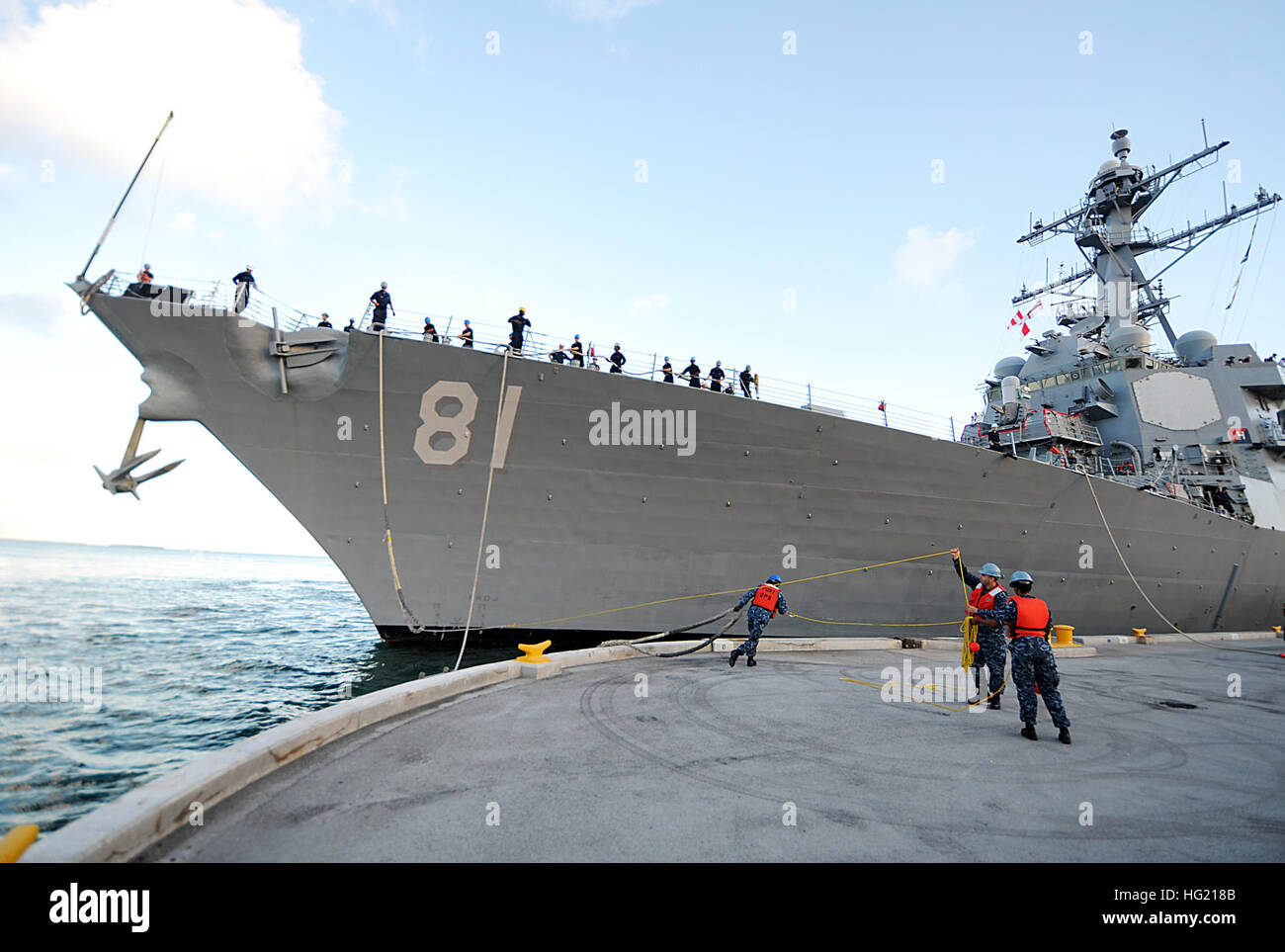 Sailors from Arleigh Burke-class guided-missile destroyer USS Winston S ...