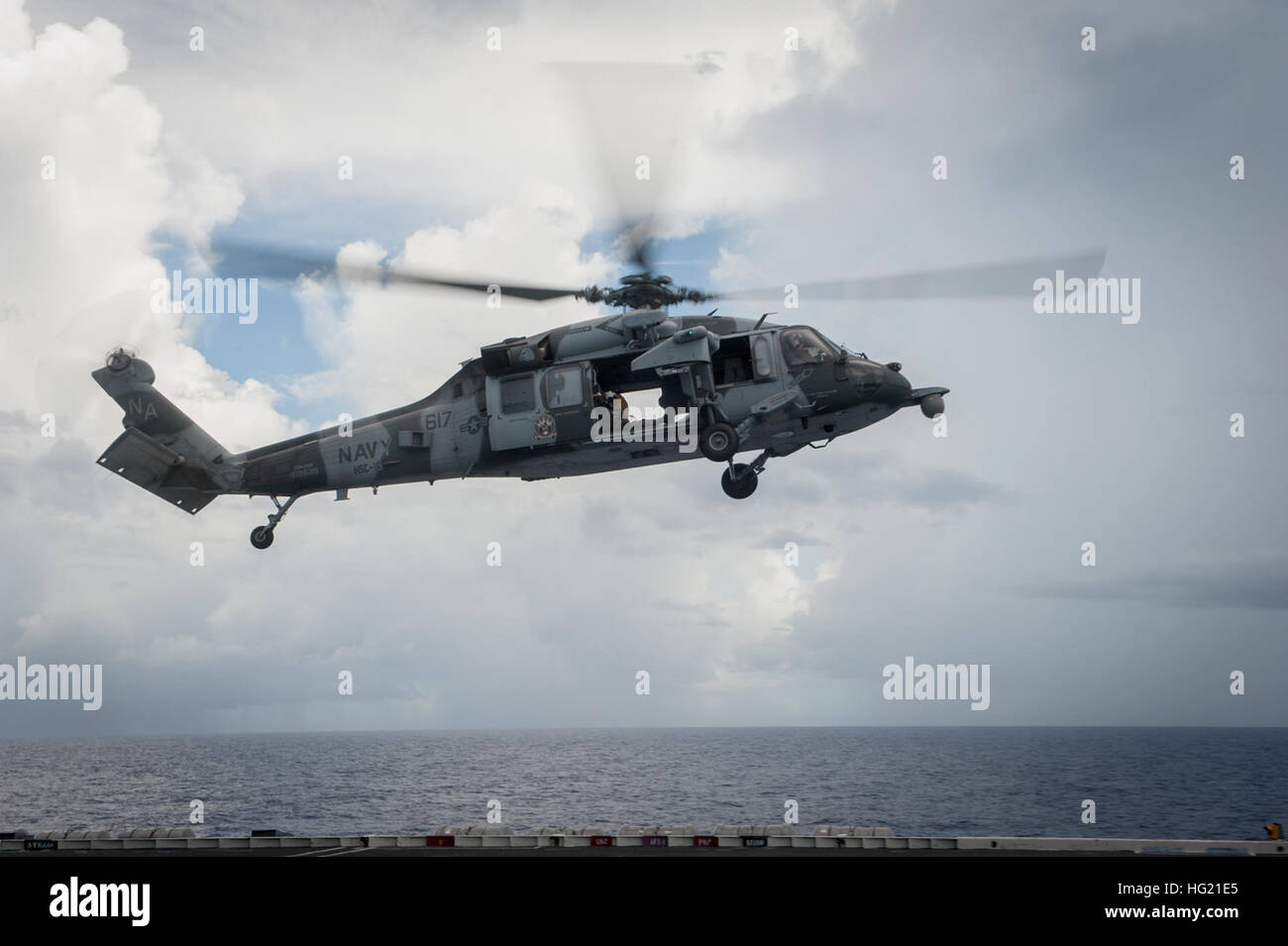 An MH-60S Sea Hawk helicopter from the Red Lions of Helicopter Sea ...