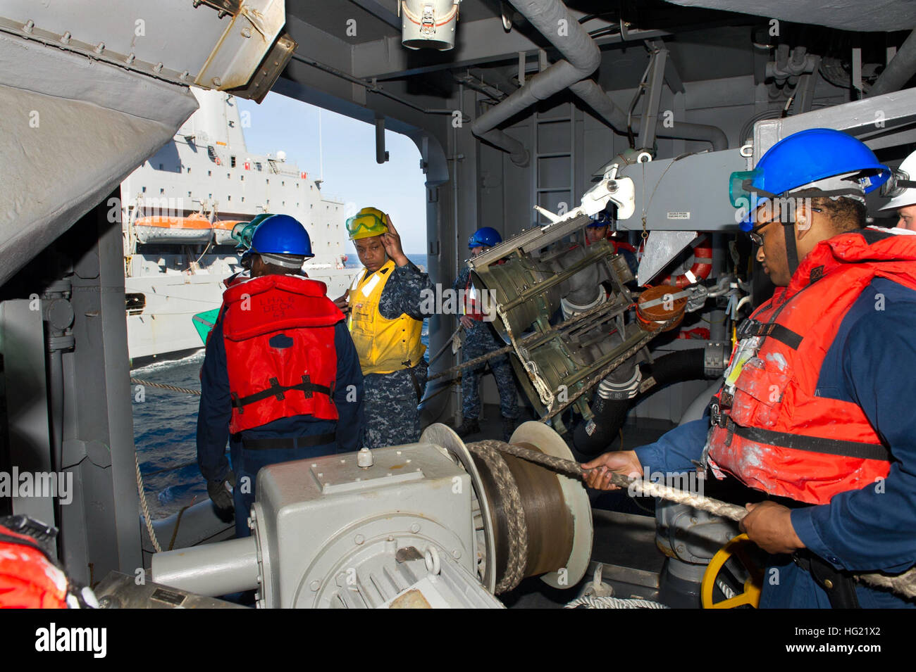 Sailors, assigned to future amphibious assault ship USS America (LHA 6 ...