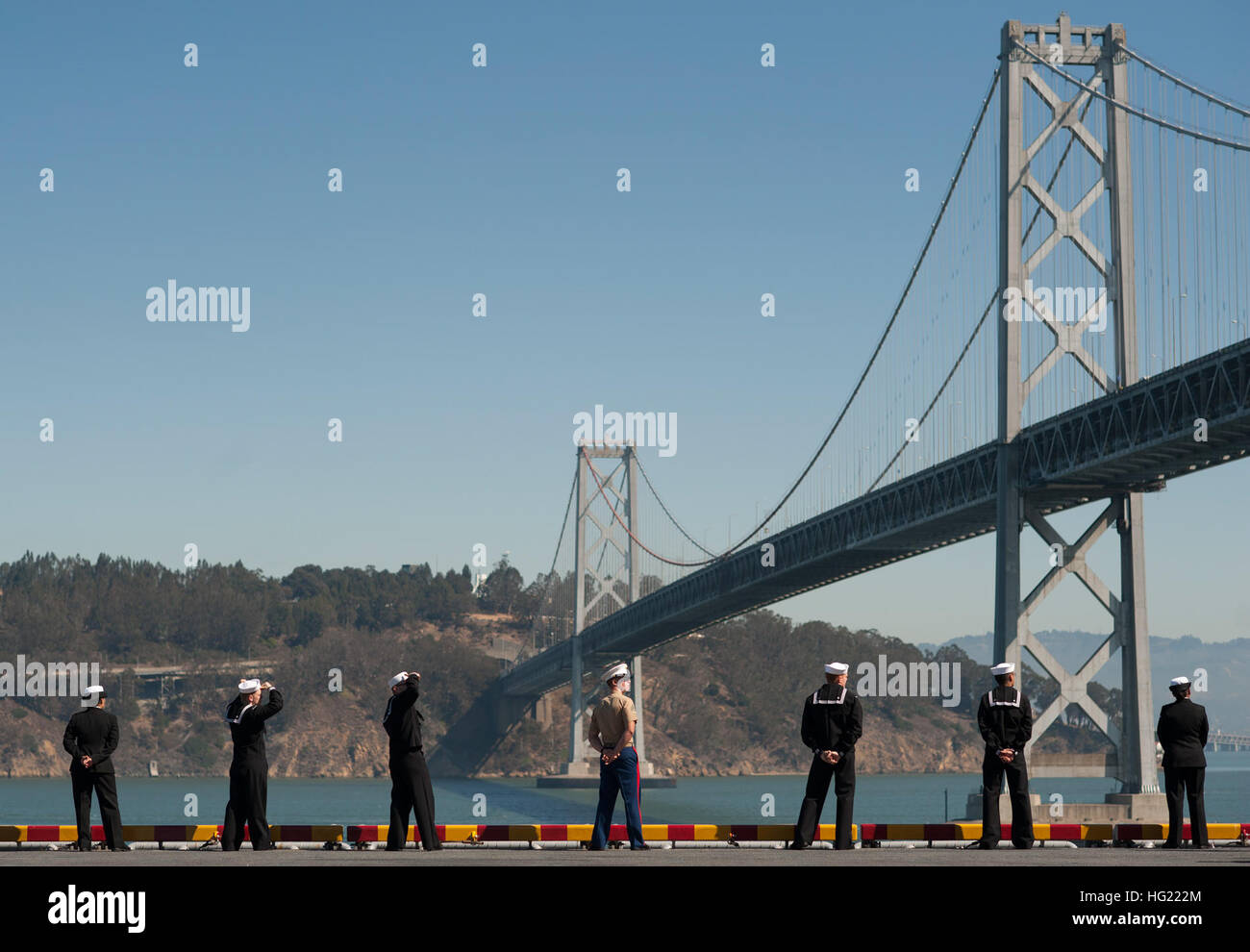 Sailors and Marines assigned to future amphibious assault ship USS ...