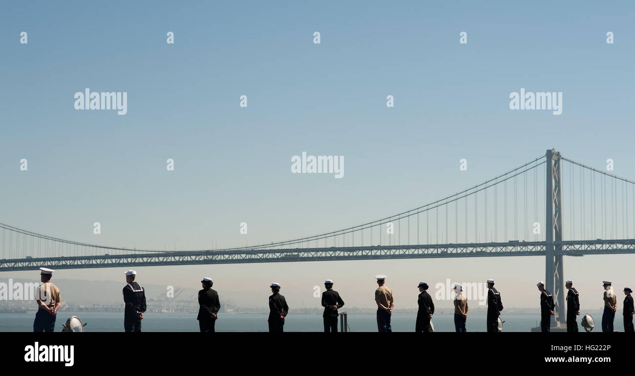 Sailors and Marines assigned to future amphibious assault ship USS ...