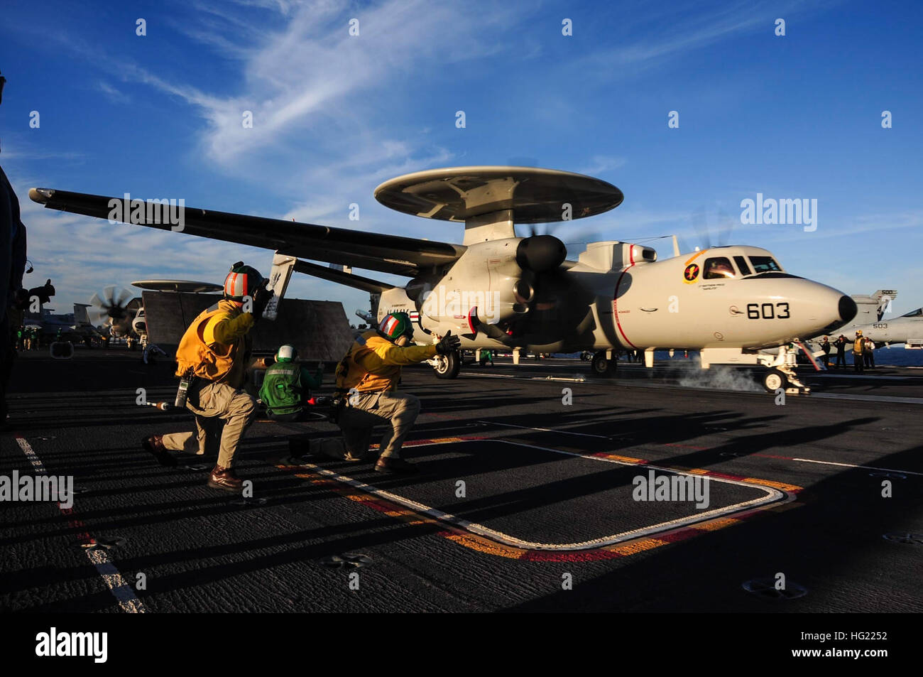An E-2D Hawkeye assigned to the Tiger Tails of Carrier Airborne Early ...