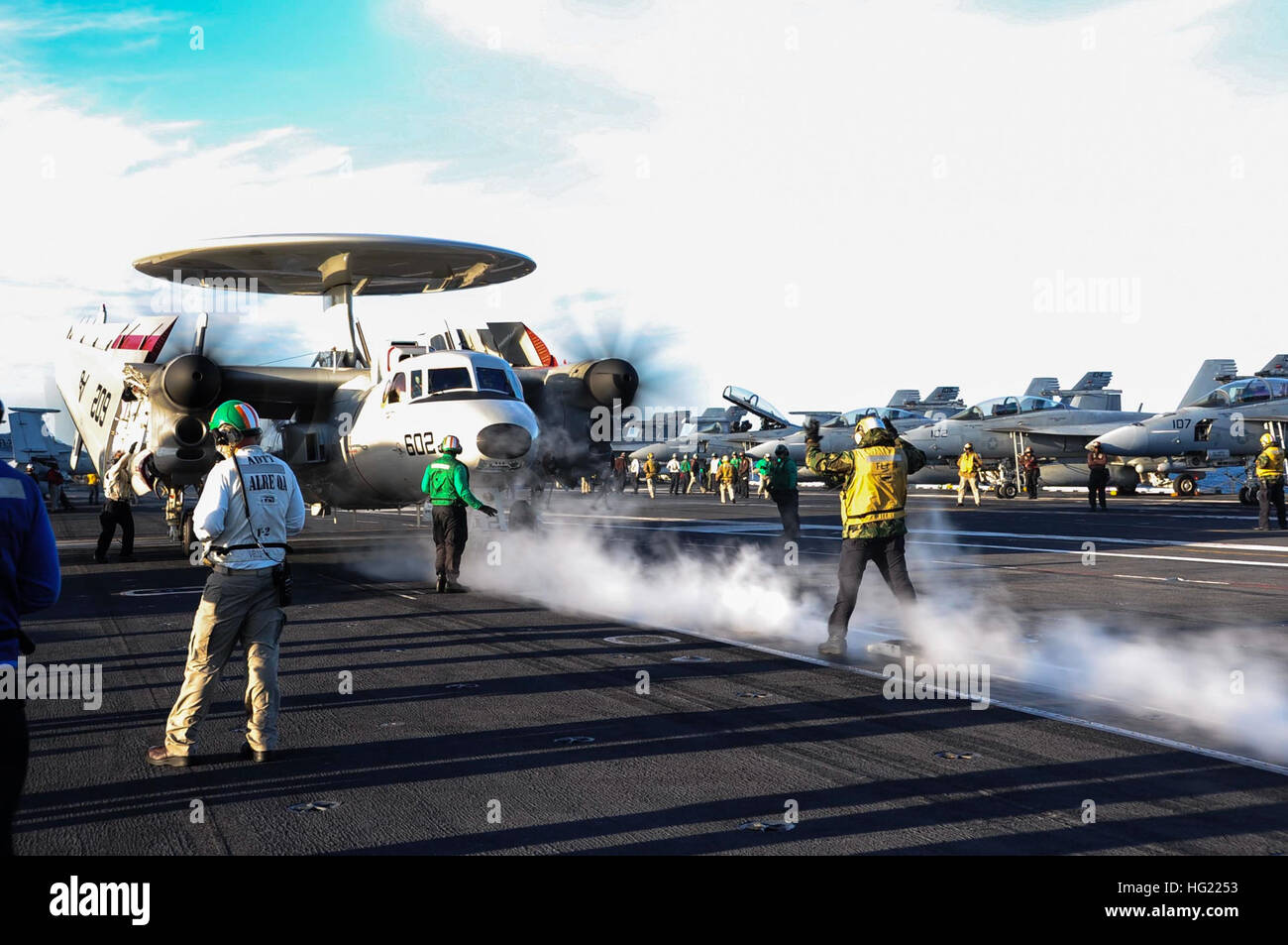 An E-2D Hawkeye assigned to the Tiger Tails of Carrier Airborne Early ...