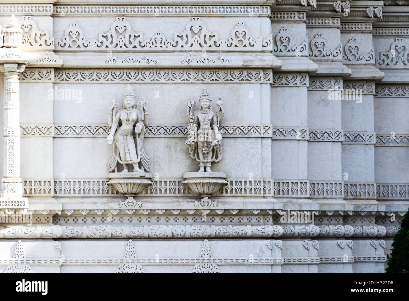 Exterior of the Hindu temple, BAPS Shri Swaminarayan Mandir, in Neasden ...