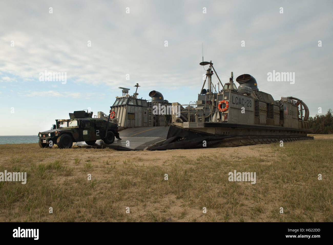 A Humvee from the 31st Marine Expeditionary Unit offloads from LCAC 29 ...
