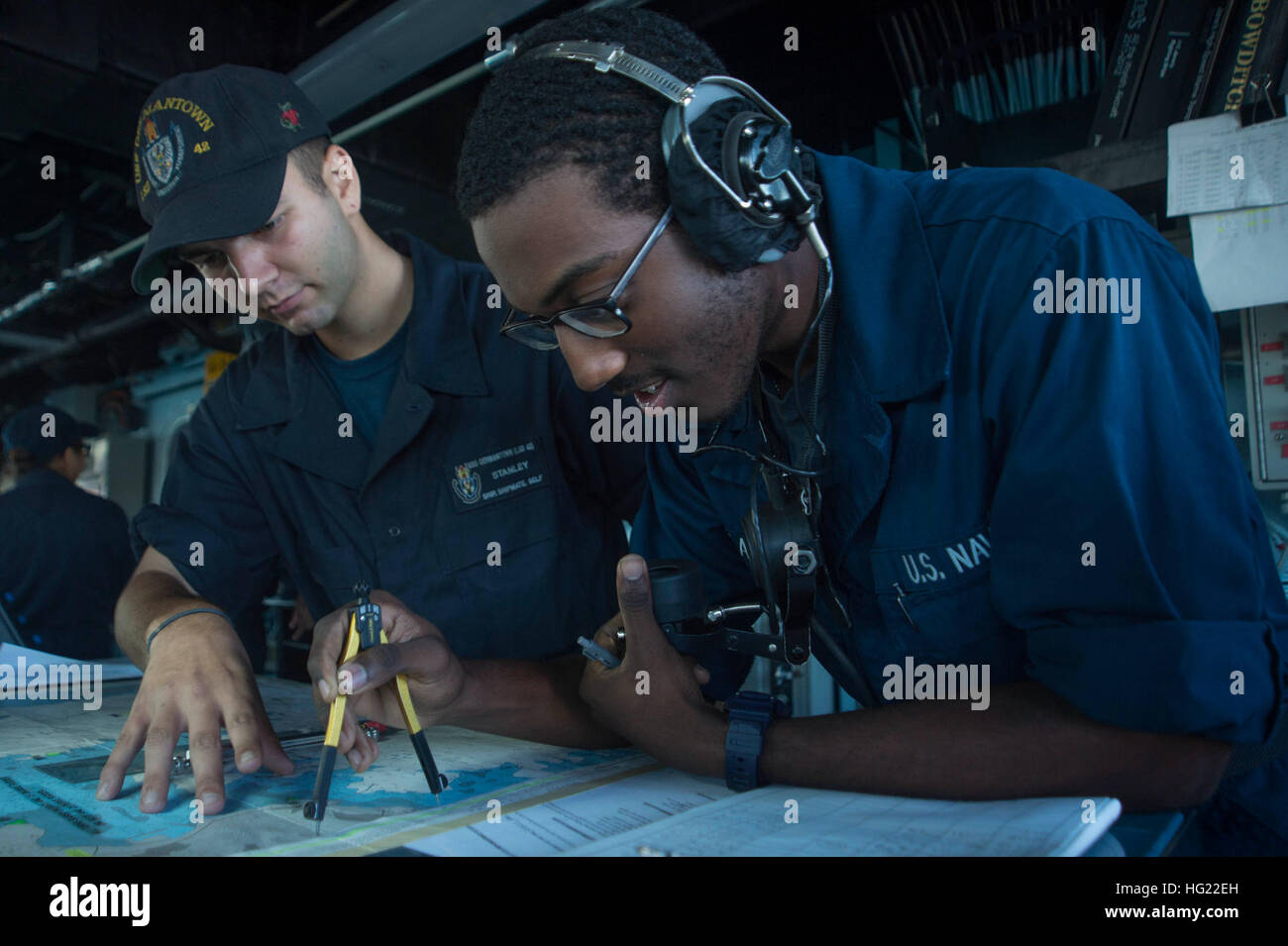Quartermaster Seaman Sean Blakeney, from Atlanta, right, and ...