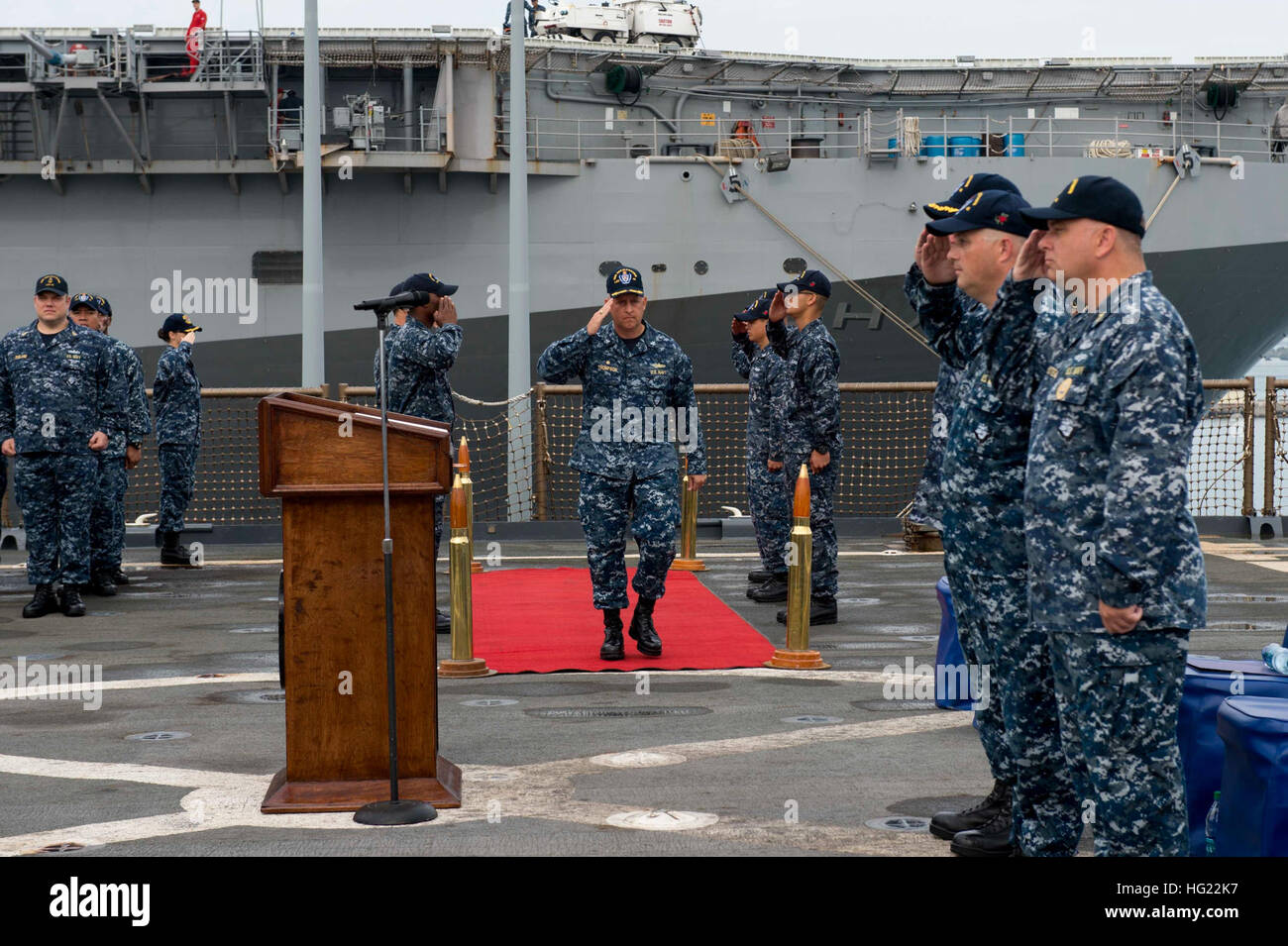 Capt. Marvin Thompson, commanding officer of the amphibious dock ...