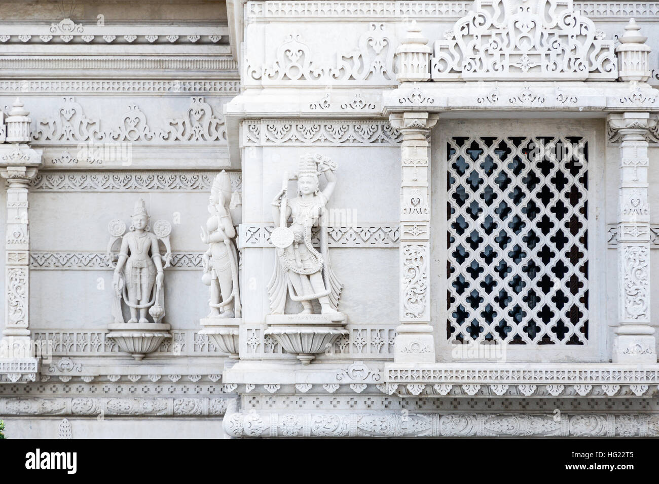 Exterior of the Hindu temple, BAPS Shri Swaminarayan Mandir, in Neasden ...