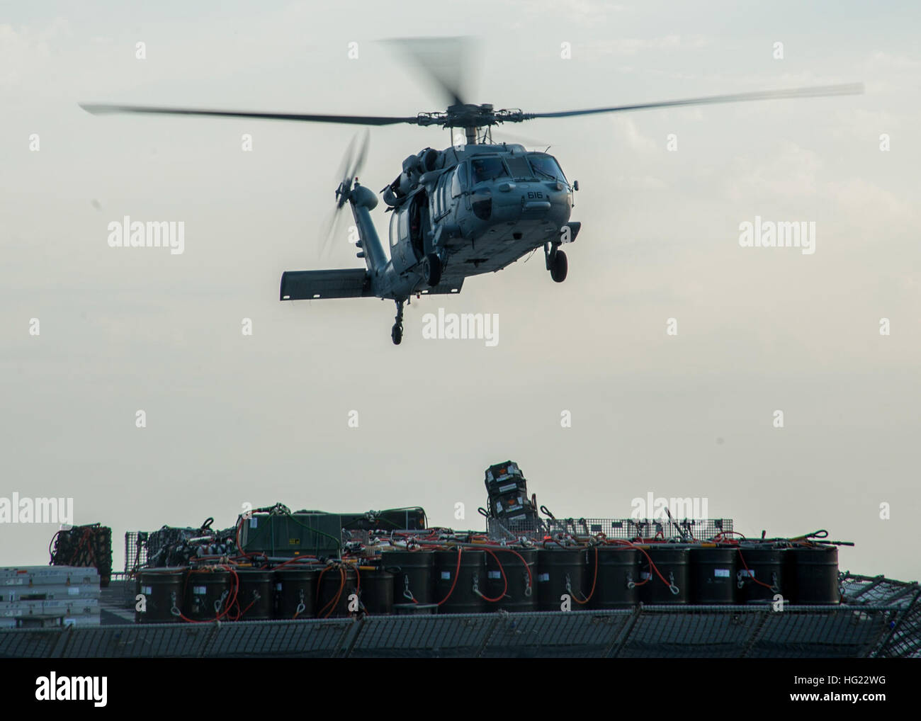 An MH-60S Seahawk helicopter from the Red Lions of Helicopter Sea ...