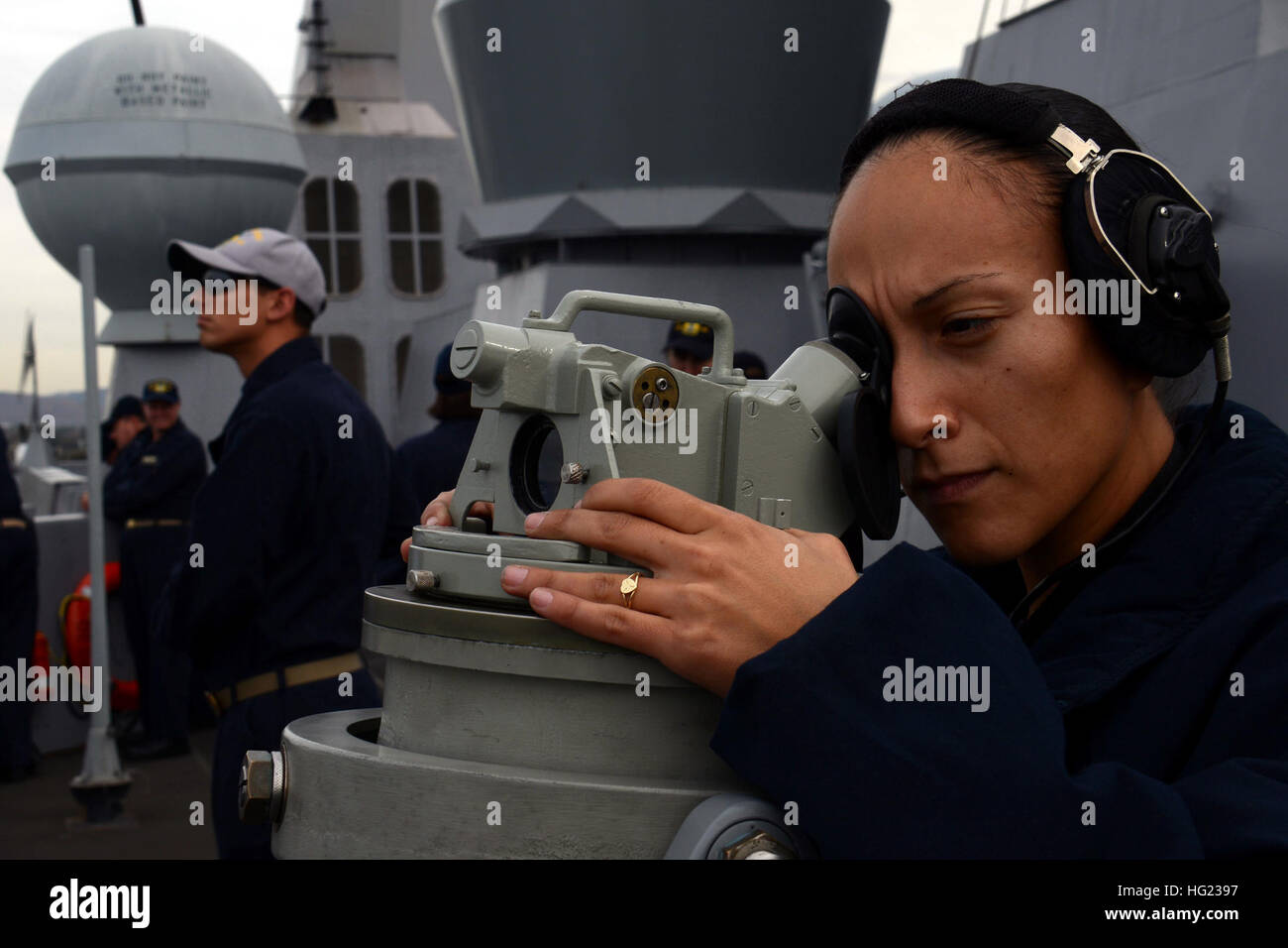 Quartermaster 3rd Class Rosa Polanco checks bearings as amphibious ...