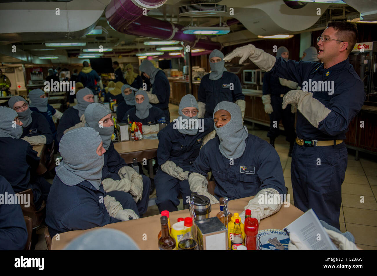 Chief Machinist’s Mate Christopher Rose conducts training on the mess ...