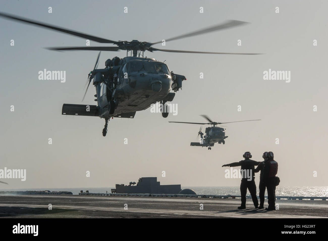 An MH-60S Seahawk helicopter from the Red Lions of Helicopter Sea ...