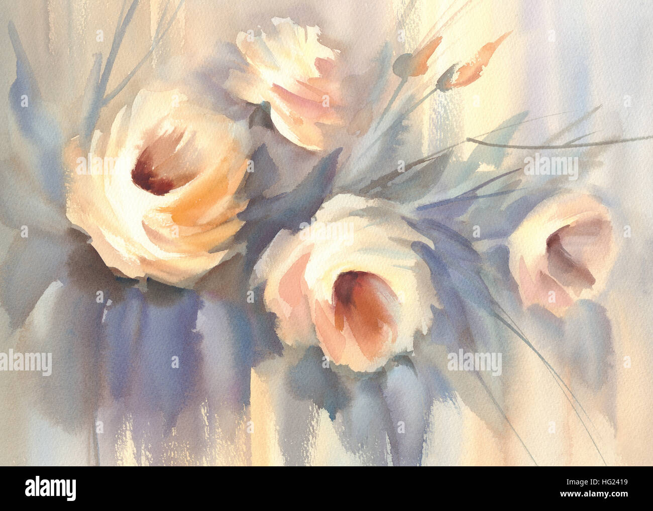 Pastel watercolor flower hi-res stock photography and images - Alamy