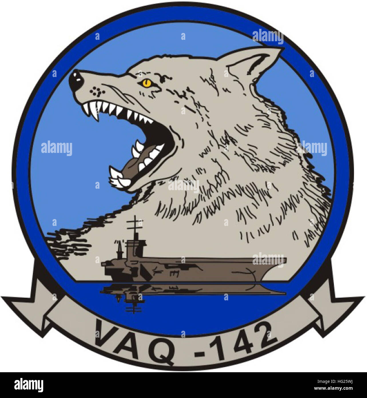 The VAQ-142 squadron patch represents the Electronic Attack Squadron of ...