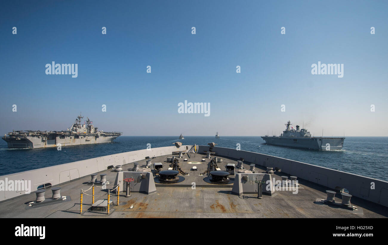 USS Green Bay (LPD 20), USS Bonhomme Richard (LHD 6), and ROKS Dokdo ...