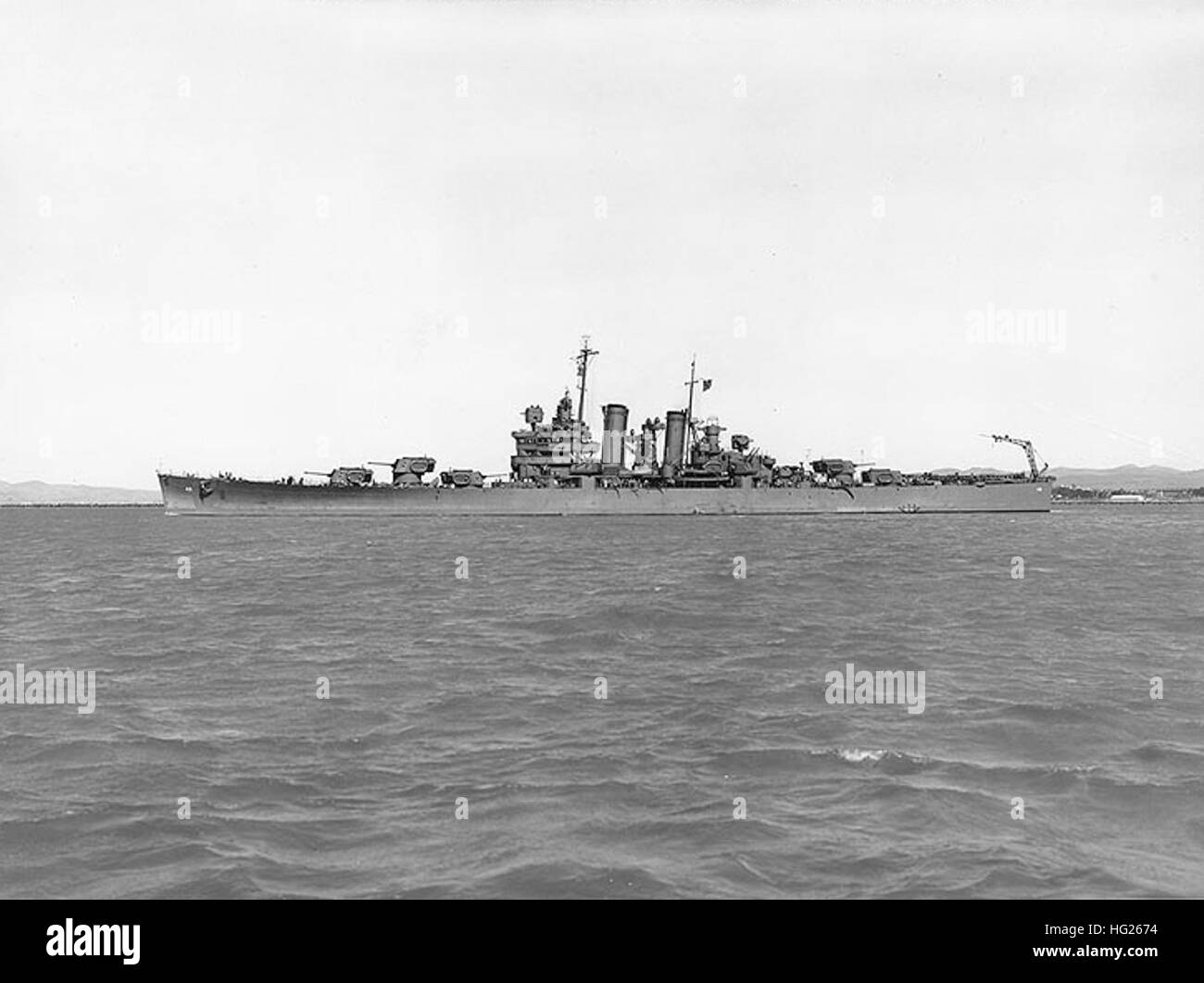 USS St. Louis (CL-49), a Cleveland-class light cruiser, is photographed ...