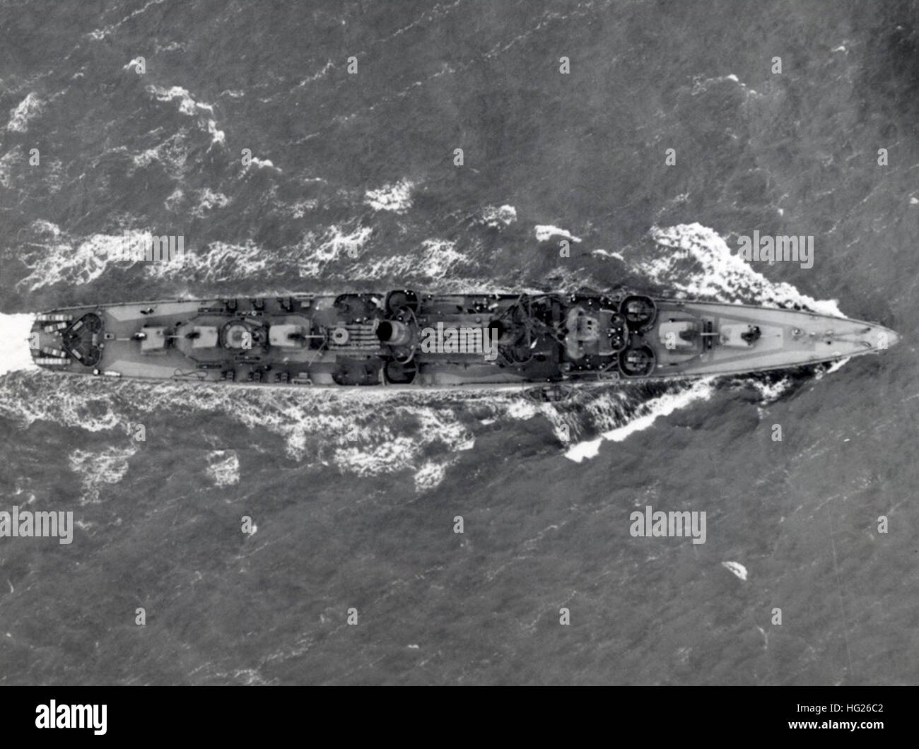 Aerial view of USS John D. Henley (DD-553), a Fletcher-class destroyer ...