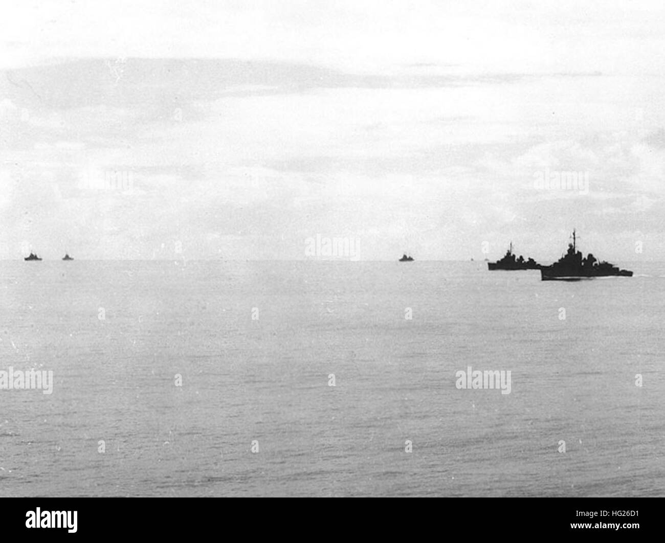 Ships of Task Force 18 during gunnery exercises off Espiritu Santo, New ...