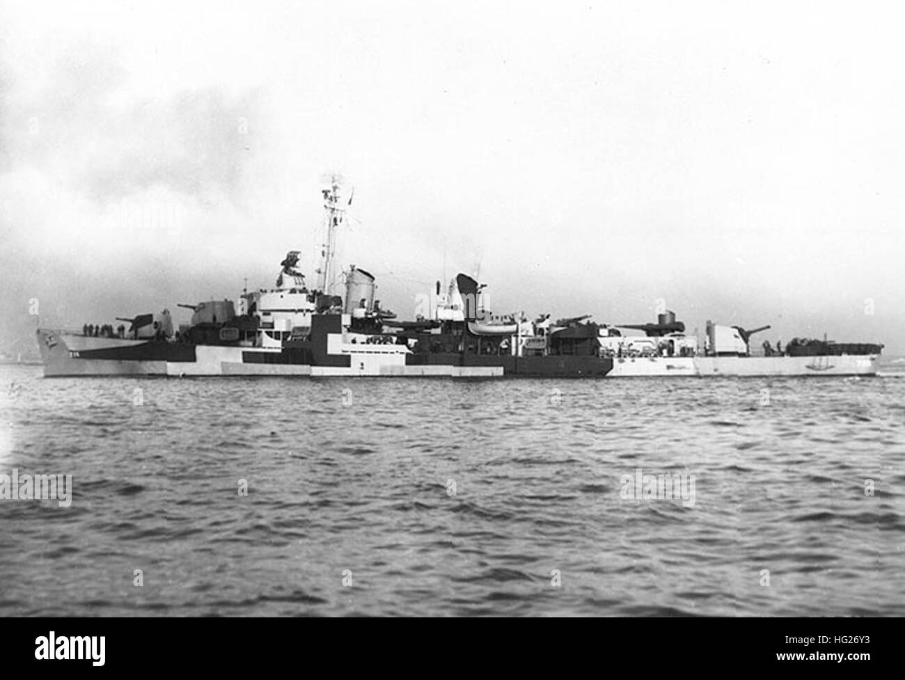 (DD-726) Off the Boston Navy Yard, Massachusetts, 29 March 1944. She is ...
