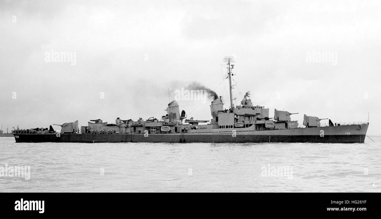 USS Strong (DD-758) at anchor in July 1945 Stock Photo - Alamy