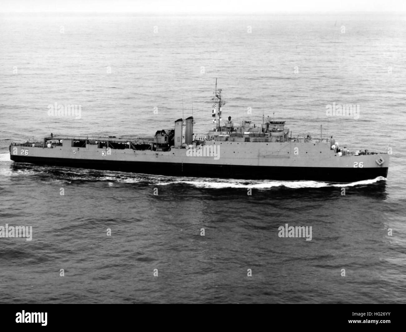 USS Tortuga (LSD-26) underway at sea, circa the 1960s. Official U.S ...