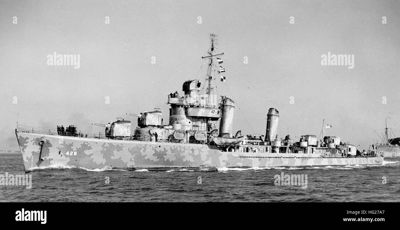 USS Charles F. Hughes (DD-428) underway c1942 Stock Photo - Alamy