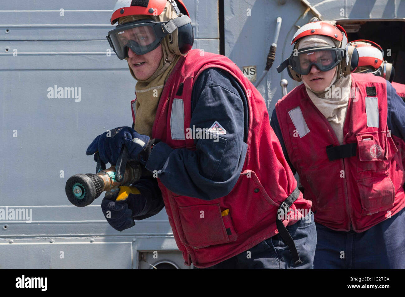 150523-N-VC236-007 GULF OF OMAN (May 23, 2015) - Sailors simulate ...