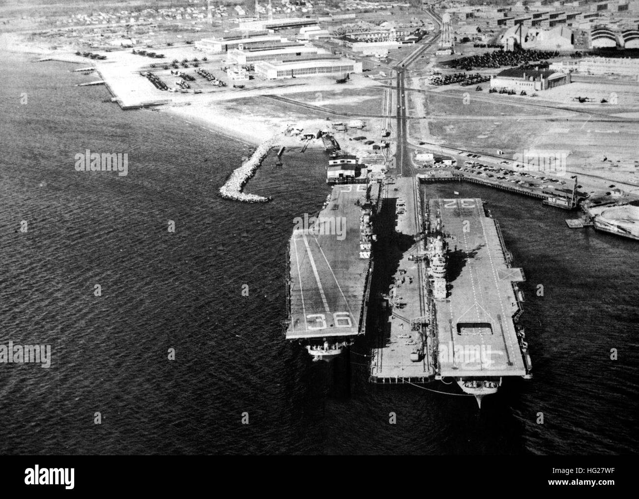 USS Antietam (CVS-36) and USS Leyte (CVS-32) at NAS Quonset Point c1954 ...