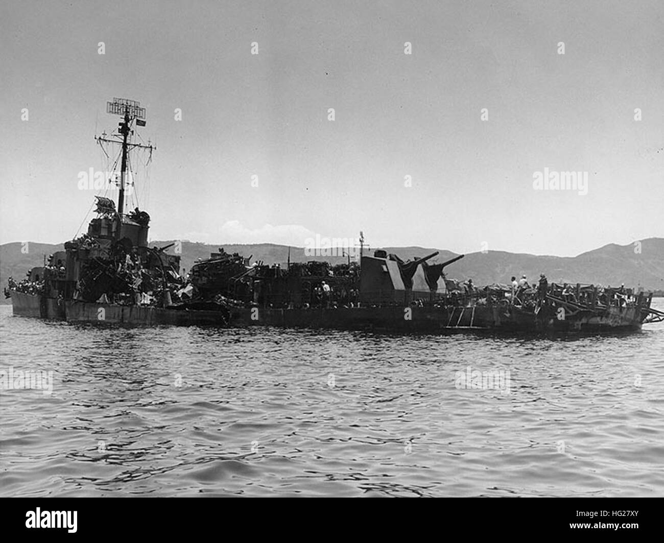 USS Aaron Ward (DM-34) in the Kerama Retto anchorage, 5 May 1945 ...