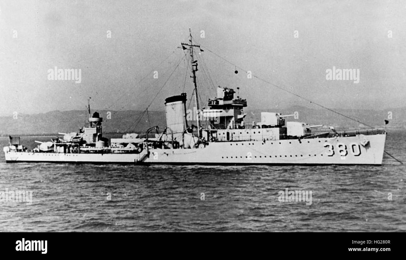 USS Gridley (DD-380) at anchor, circa the later 1930s. U.S. Naval ...
