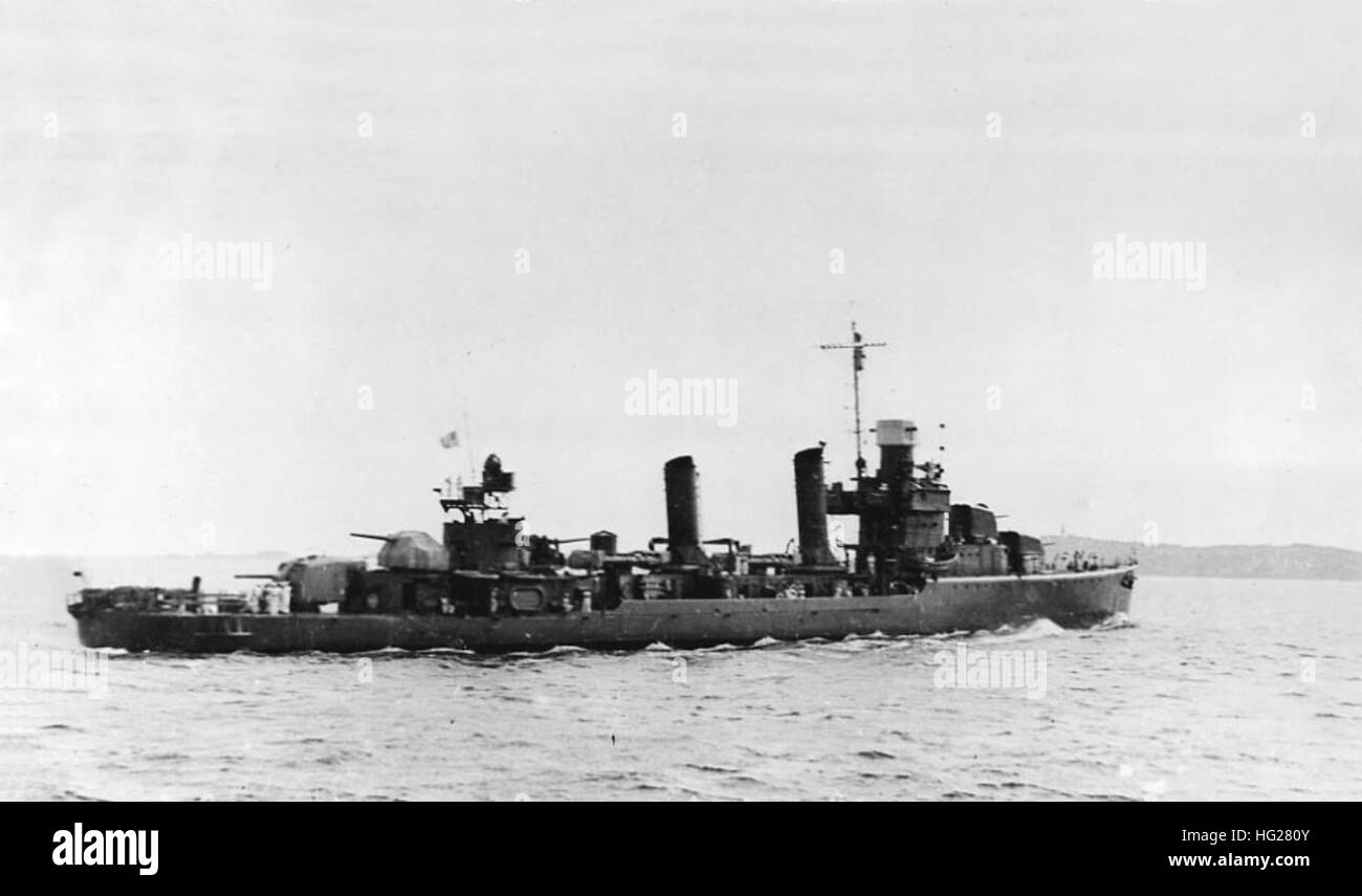 USS Ericsson (DD-440) underway in 1941. She is painted in Camouflage ...