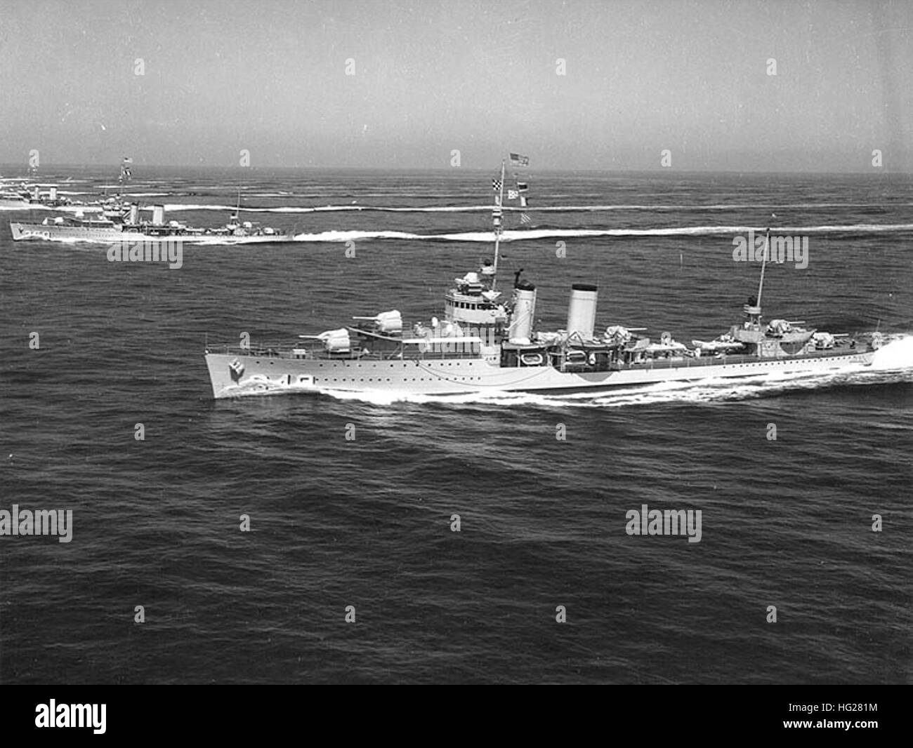Maneuvering off San Diego, California, with other ships of Destroyer ...