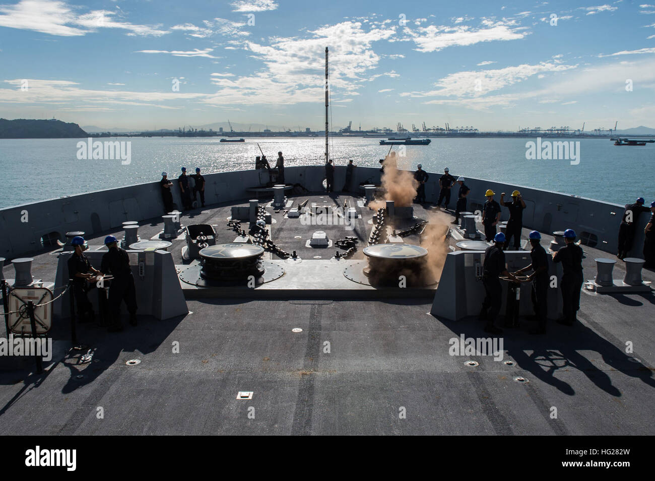 LAEM CHABANG BAY, Thailand (June 9, 2015) Sailors safely drop the ...