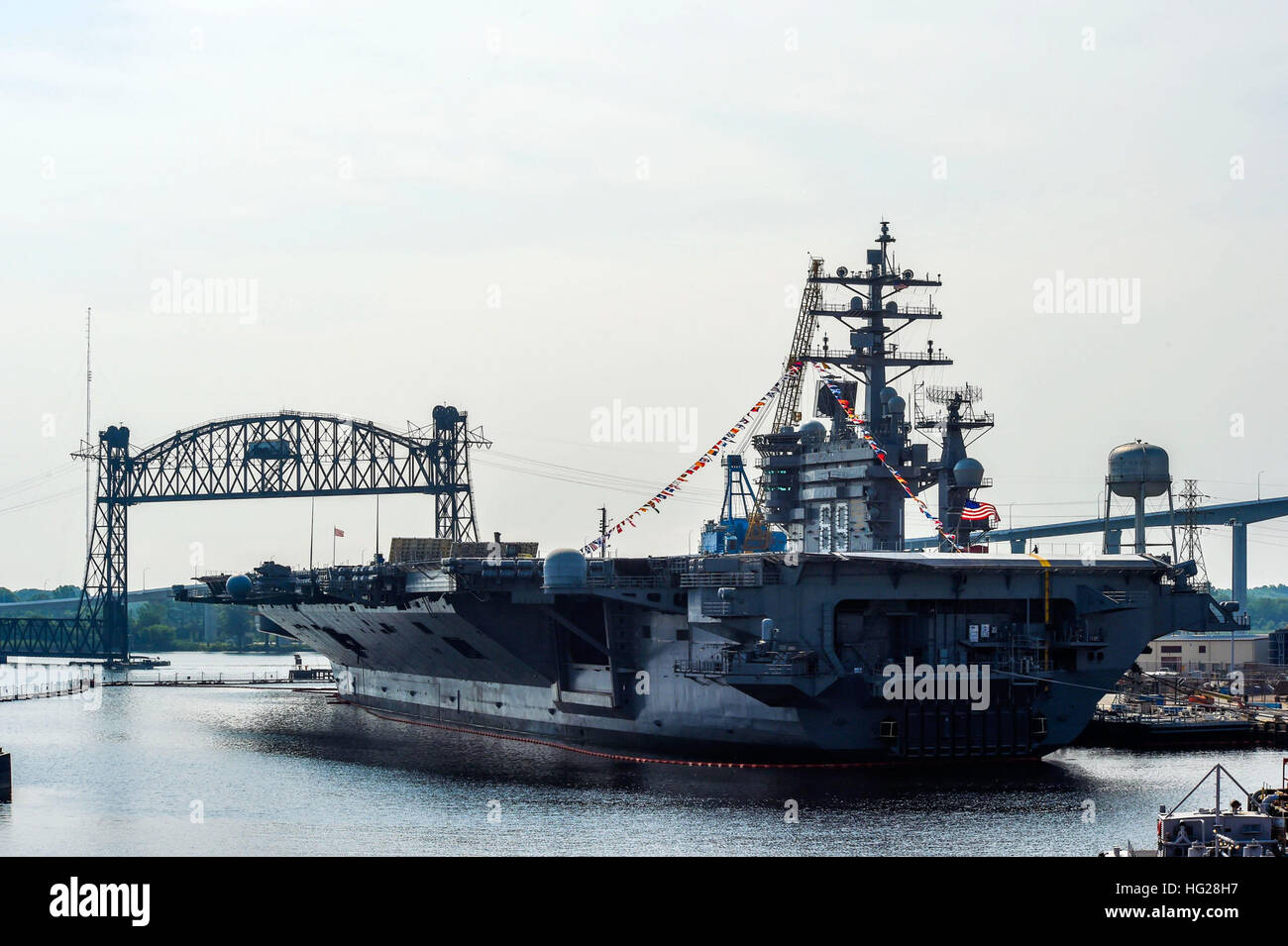 Sailors aboard USS Dwight D. Eisenhower, a Nimitz-class aircraft ...