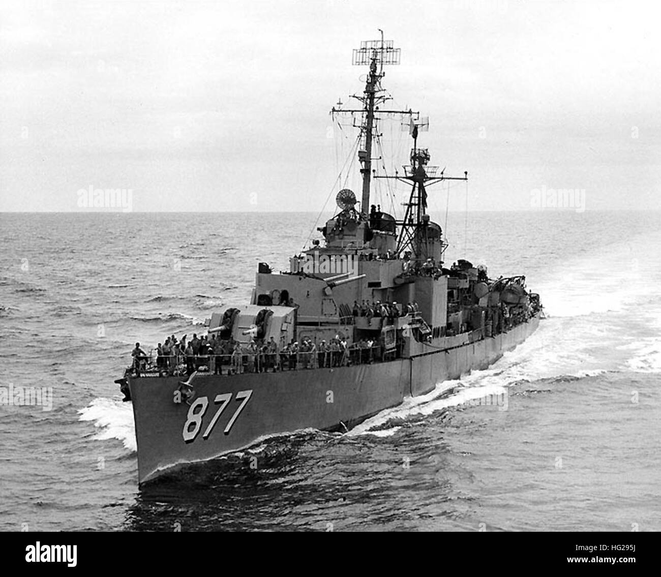 USS Perkins (DDR-877) operating off the coast of Korea, 26 August 1951 ...