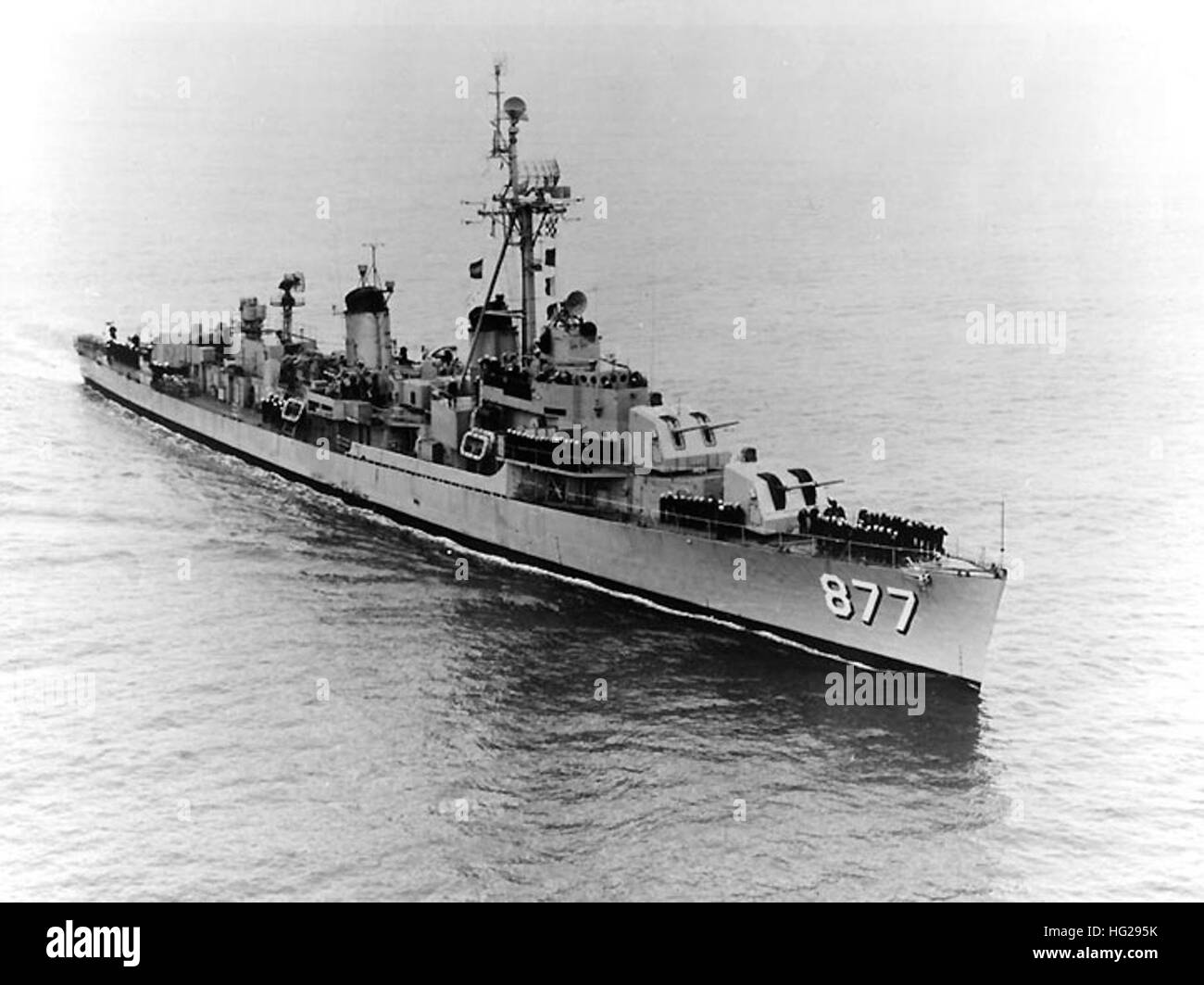 USS Perkins (DD-877) underway, circa 1953. This image was received by ...