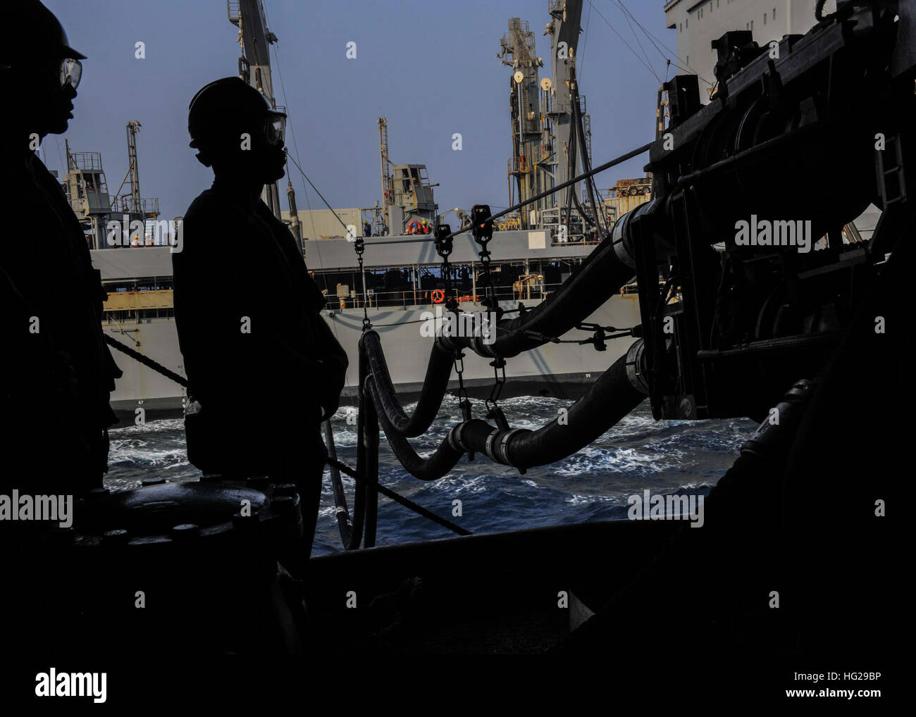 150819-N-CQ428-086 ARABIAN GULF (Aug. 18, 2015)- A Sailor monitors a ...